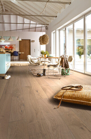 Sol en bois Lindura Chêne animé greige 08938 MEISTER